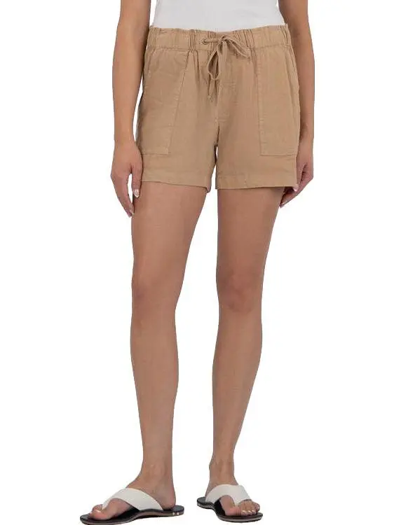 Kut From The Kloth Katana Drawstring Linen Blend Shorts - Khaki