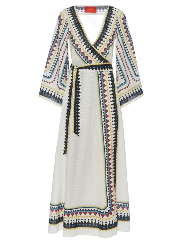 La DoubleJ Cotton Maxi Wrap Dress - White