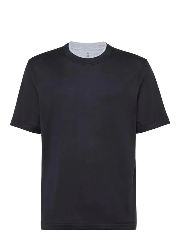 Brunello Cucinelli Contrasting-trim Jersey T-shirt - Black