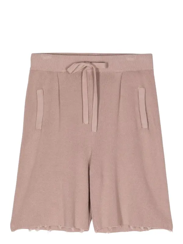 LANEUS Raw-edge Cotton Shorts - Pink