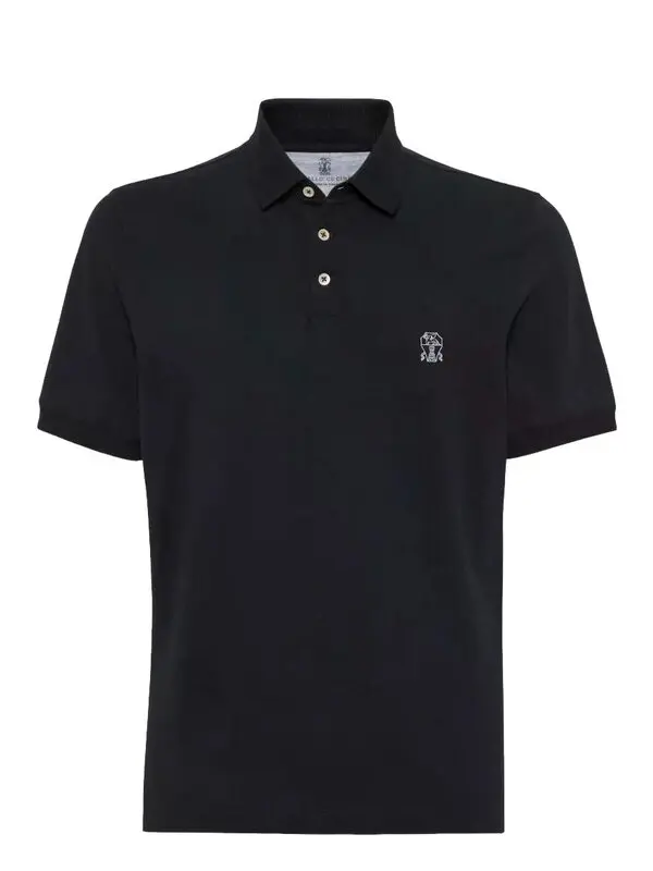 Brunello Cucinelli Logo-embroidered Cotton Polo Shirt - Black