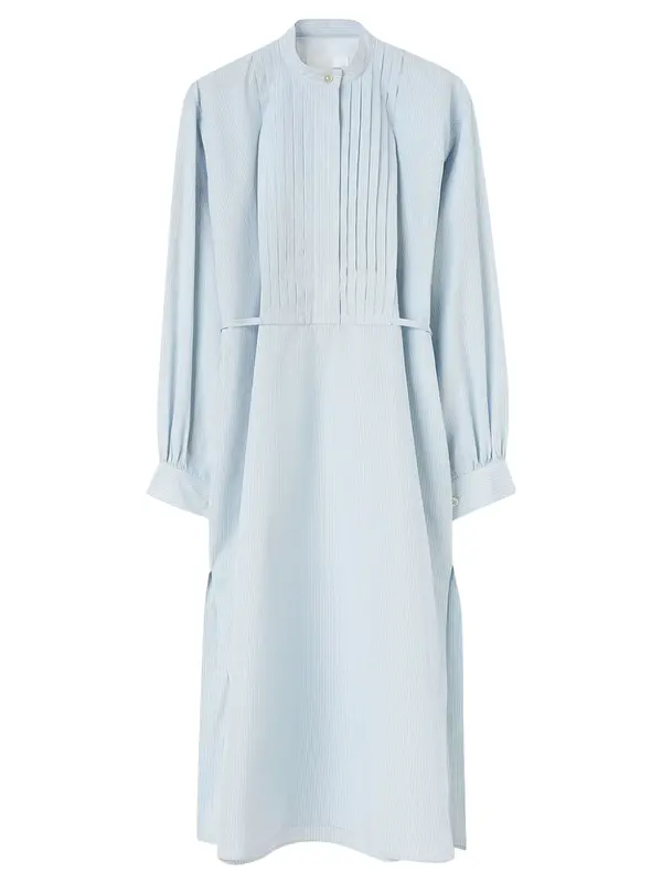 JIL SANDER Long-sleeve Pinstripe Midi Dress - White