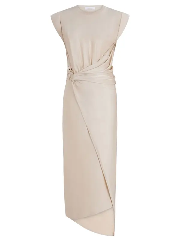 Rabanne Gathered-detail Draped Midi Dress - Neutrals