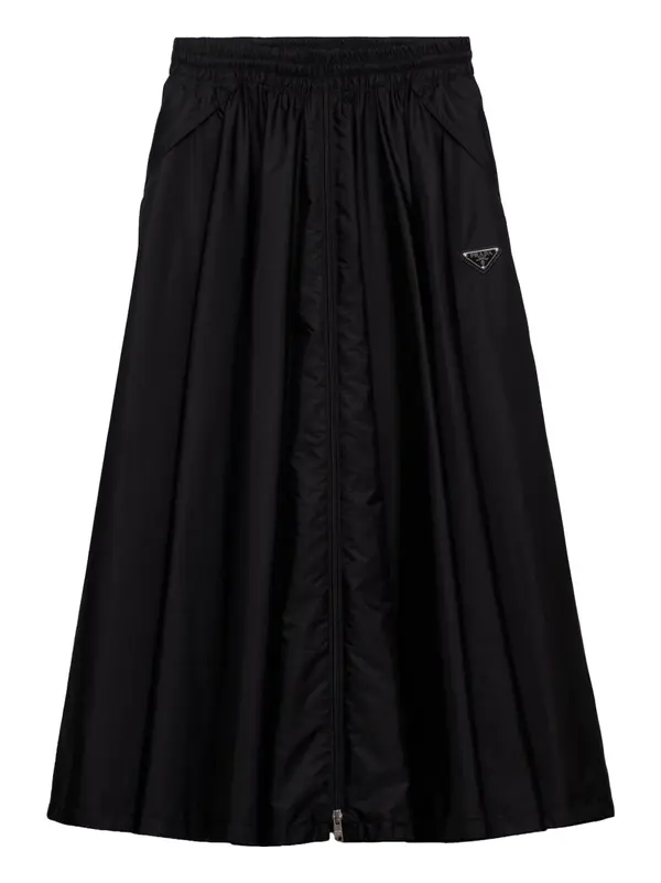 Prada Triangle-logo Zipped Maxi Skirt - Black