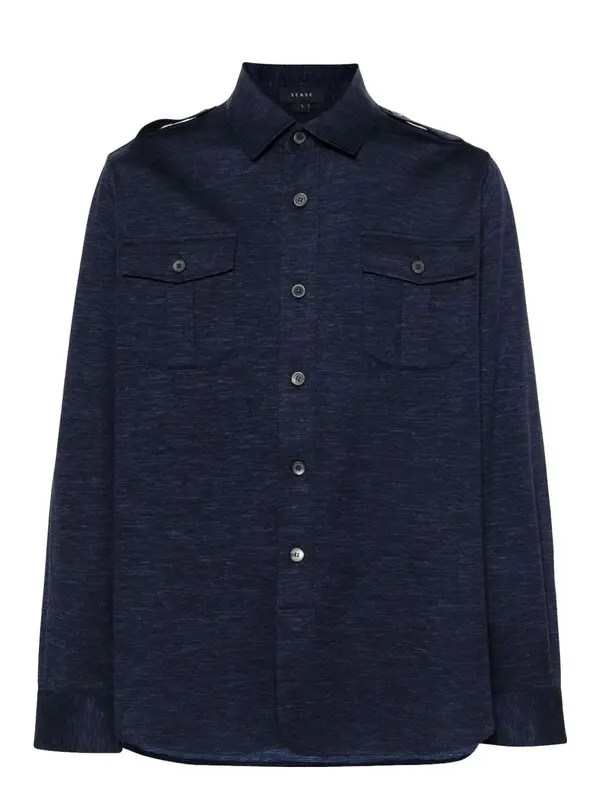 Sease Mélange-effect Virgin Wool-silk Shirt - Blue