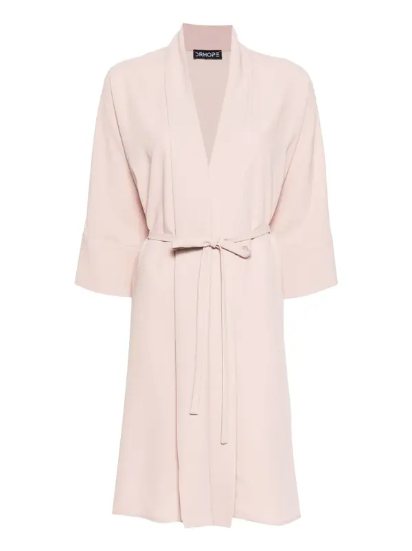 DRHOPE Crepe Belted Coat - Pink