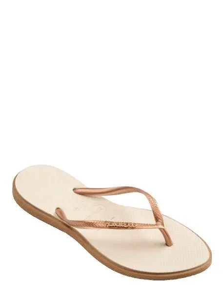 Havaianas Slim Pointed Toe Flip Flop - Rose Gold/ Beige