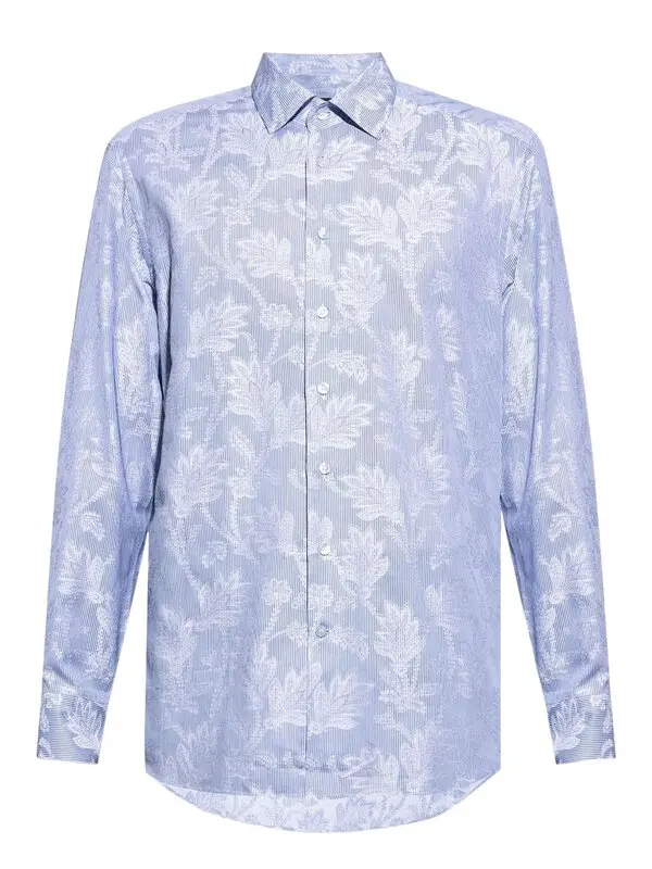 Etro Floral-print Cotton Shirt - Blue