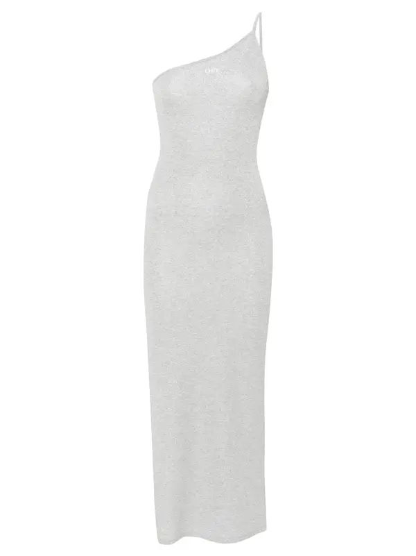 Off-White Ribbed Lurex Midi Dress - Silver