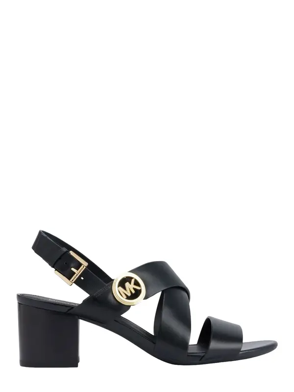 Michael Kors Vera Logo-plaque Leather Sandals - Black