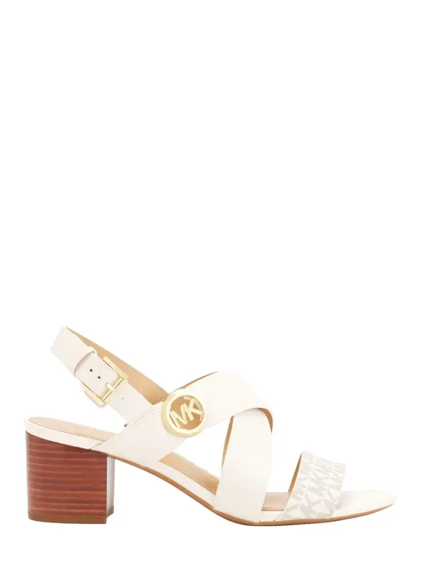 Michael Kors Vera Logo-plaque Leather Sandals - Neutrals