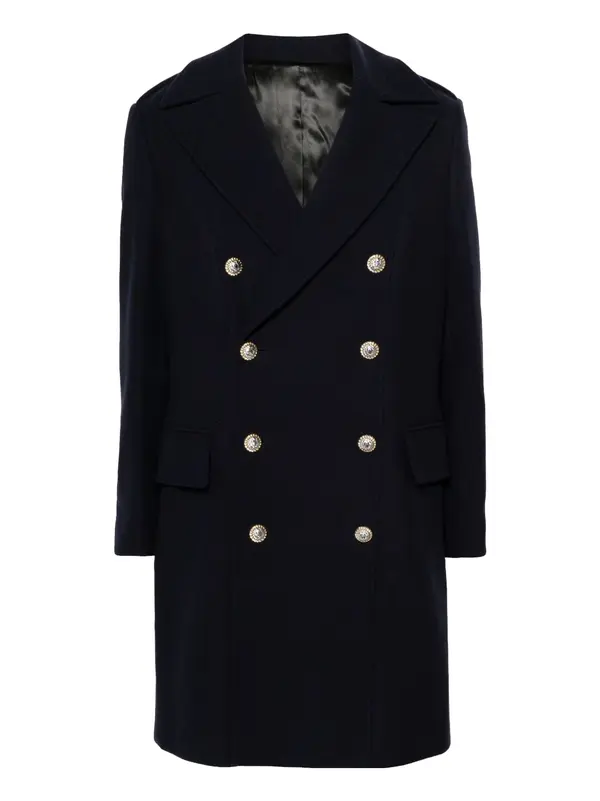Balmain Double-breasted Coat - Blue