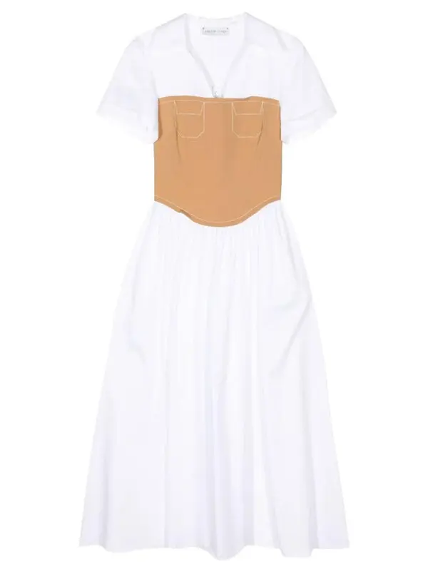 MEHTAP ELAIDI Cotton Corset Shirtdress - White