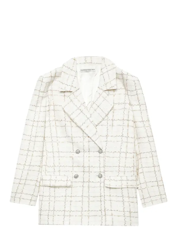 Alessandra Rich Double-breasted Tweed Blazer - White