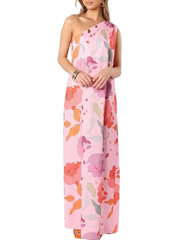PETAL & PUP Tillie Floral One-shoulder Maxi Dress - Pink Floral