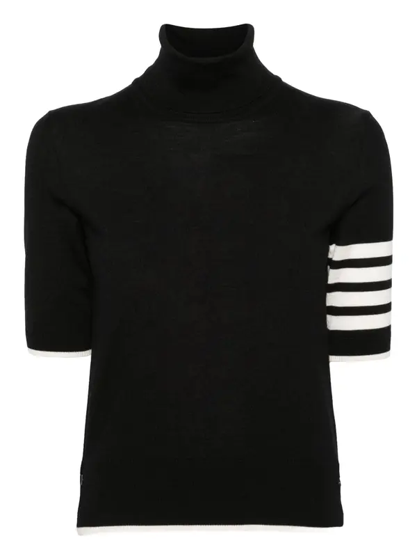 Thom Browne Stripe-detailing Short-sleeve Jumper - Black
