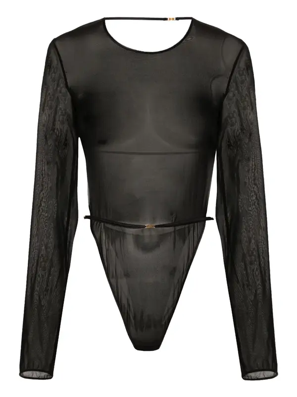 Saint Laurent Open-back Crepe Bodysuit - Black