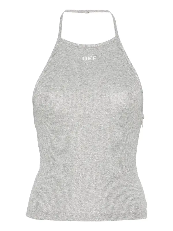 Off-White Logo-print Halterneck Top - Silver