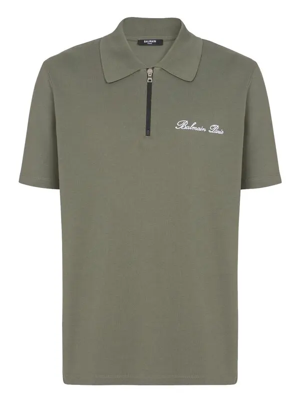 Balmain Embroidered-logo Polo Shirt - Green