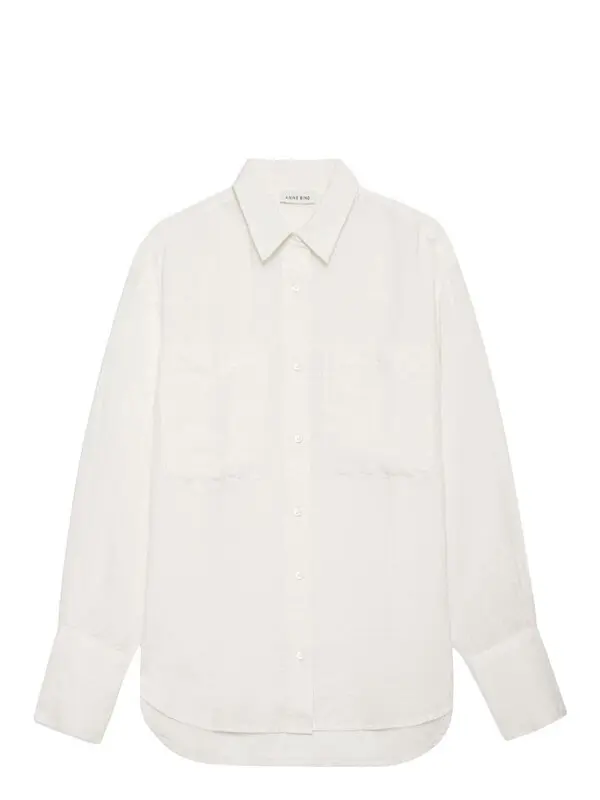 ANINE BING Long-sleeve Linen Shirt - White