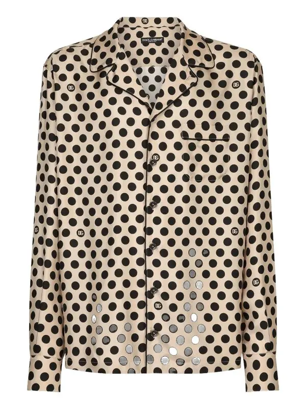 Dolce & Gabbana Polka Dot-print Silk Shirt - Neutrals