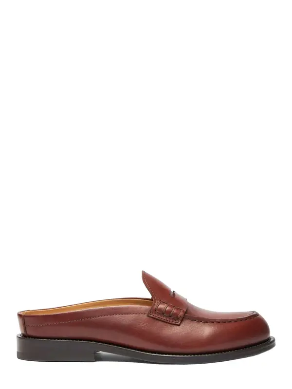 SCAROSSO Clementina Leather Mules - Brown