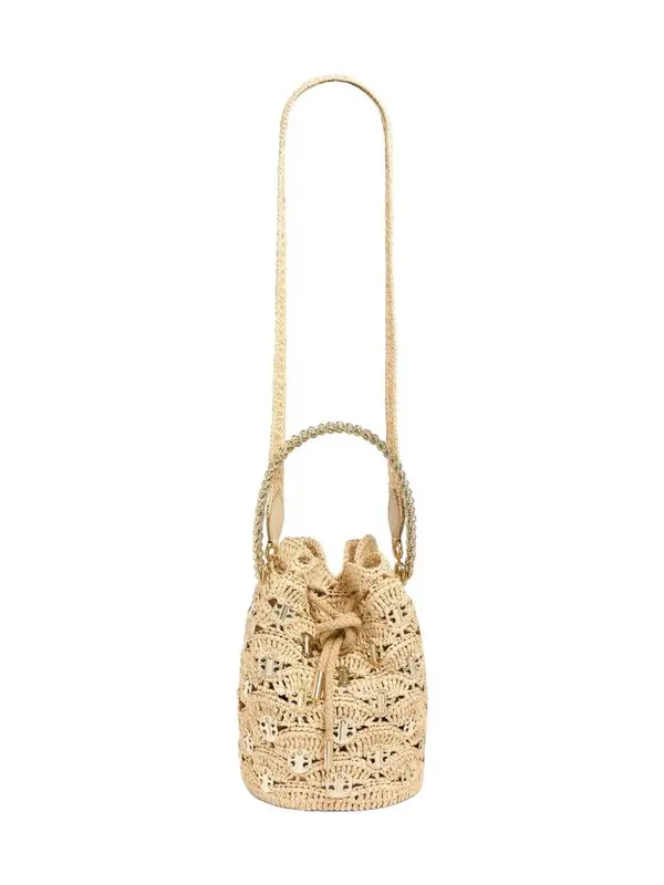 Rabanne 1969 Raphia Wave Paco Bucket Bag - Neutrals