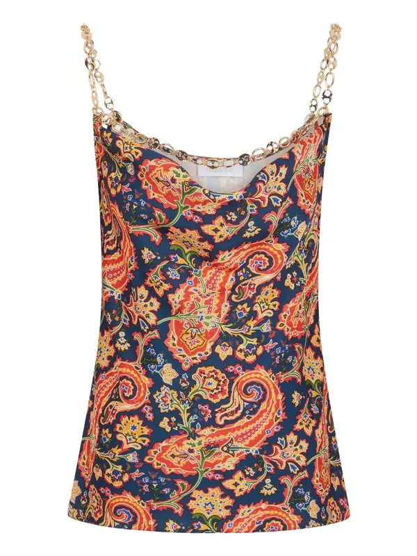 Rabanne Paisley-print Chain-detail Tank Top - Blue