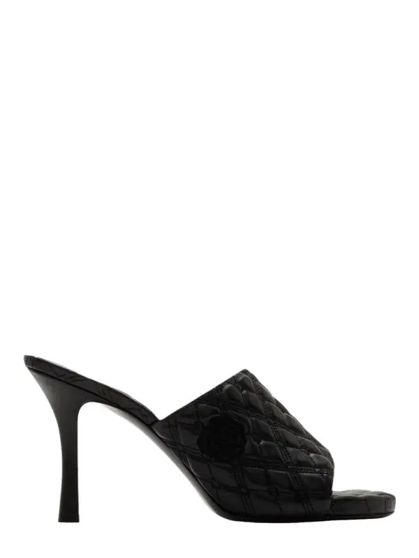 Burberry 85mm Quilted Leather Mules - Black
