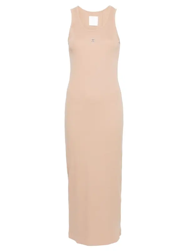 Givenchy 4g-plaque Ribbed Maxi Dress - Neutrals