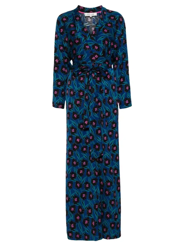 Diane Von Furstenberg Floral-print Wrap Maxi Dress - Blue