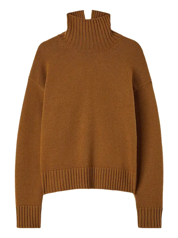 JIL SANDER Funnel-neck Jumper - Brown