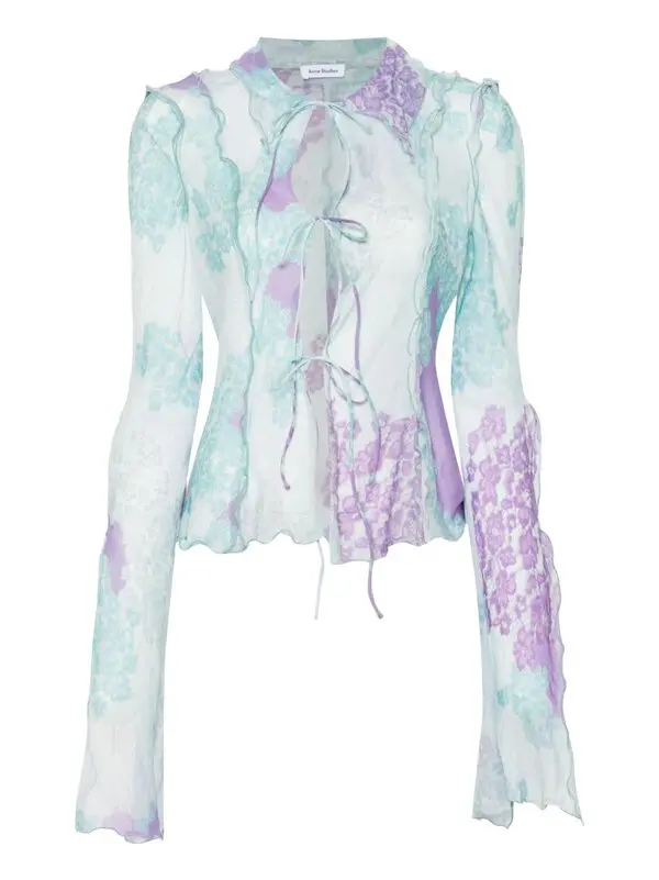 Acne Studios Floral-print Semi-sheer Shirt - Blue