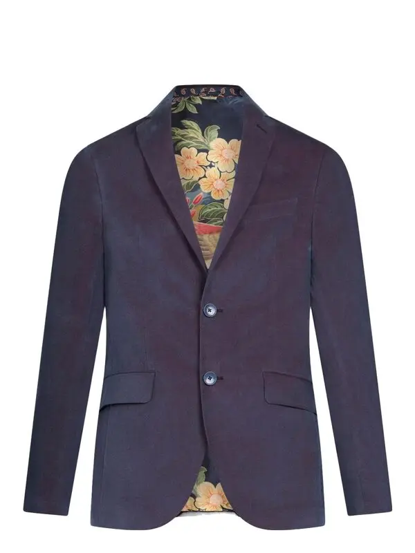 Etro Single-breasted Velvet Blazer - Blue