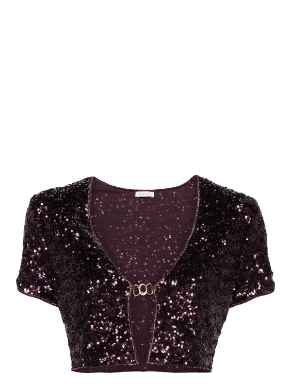 Oseree Sequinned Cropped Cardigan - Purple