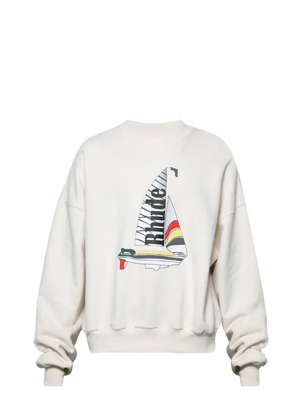 Rhude Catamaran Champion Cotton Sweatshirt - Neutrals