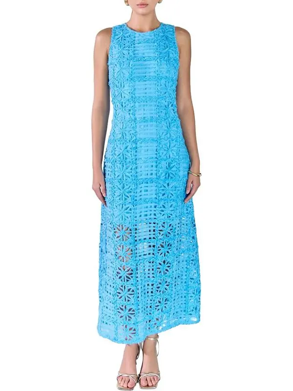 Endless Rose Textured Sleeveless Maxi Dress - Aquamarine