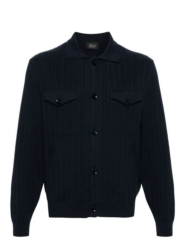 Brioni Spread-collar Buttoned Cardigan - Blue