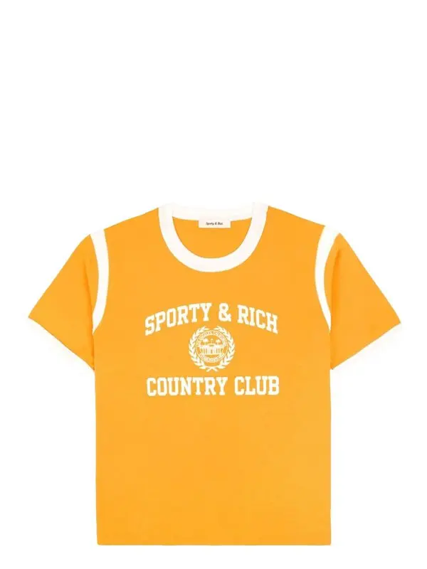 SPORTY & RICH Varsity Crest Sports Cotton T-shirt - Orange