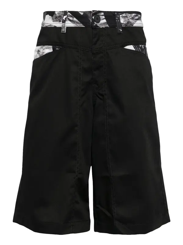 Versace Magazine Cotton Shorts - Black