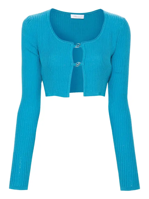 Blumarine Ribbed-knit Cardigan - Blue