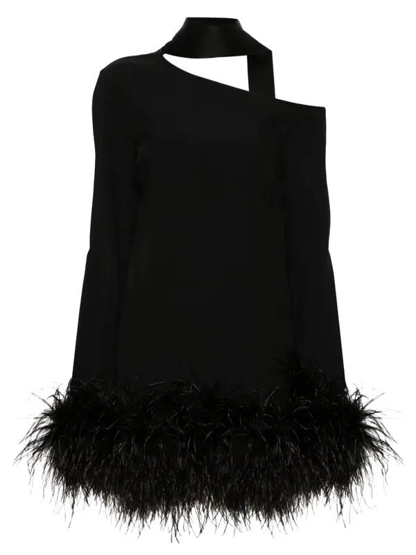 TALLER MARMO Adige Feather-trim Mini Dress - Black