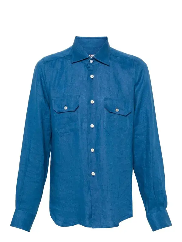 Kiton Classic-collar Linen Shirt - Blue