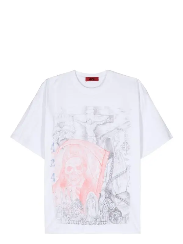 424 Valentina Death Cotton T-shirt - White