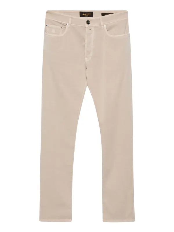 MOORER Logo-embroidered Tapered Trousers - Neutrals