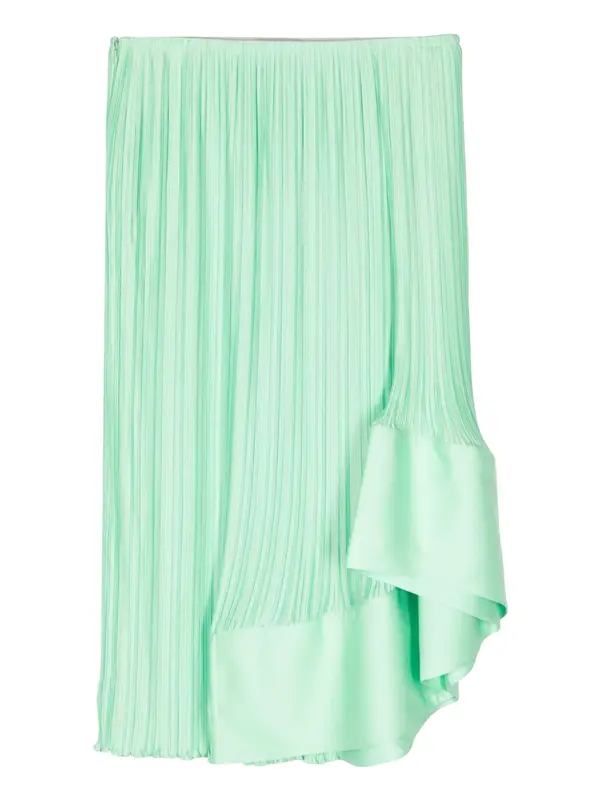 LANVIN Asymmetric Pleated Midi Skirt - Green