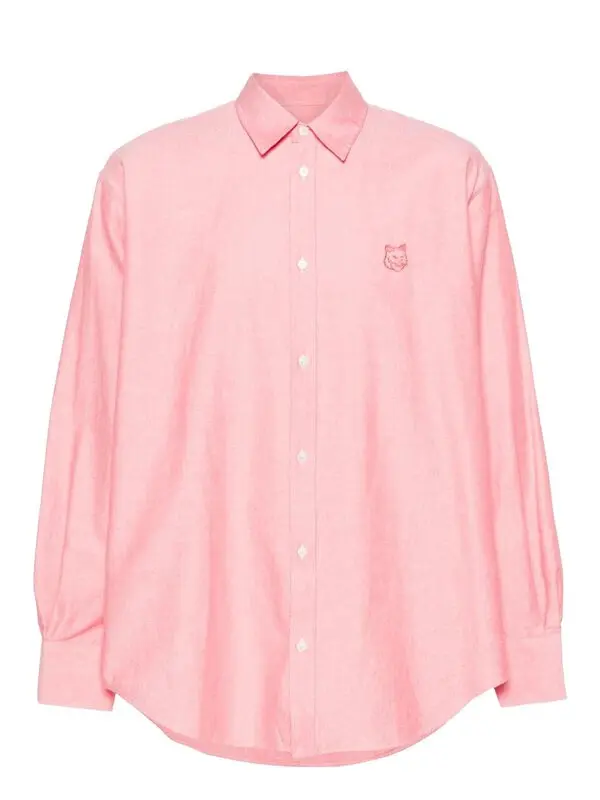 Maison Kitsuné Contour Fox Head-embroidery Cotton Shirt - Pink