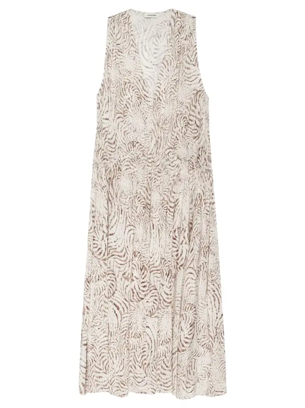 ANINE BING Mia Seashell-print Midi Dress - Neutrals