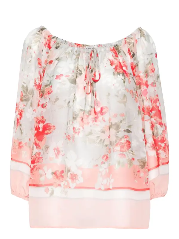 ERMANNO FIRENZE Floral-print Crepe Blouse - Grey