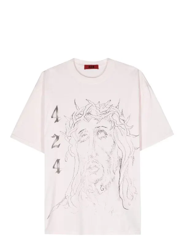424 Sketch-print Cotton T-shirt - Pink